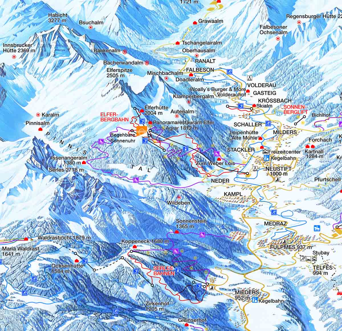 Stubaital 11er-Lifte Neustift - Lyžiarske stredisko - Tirolsko ...