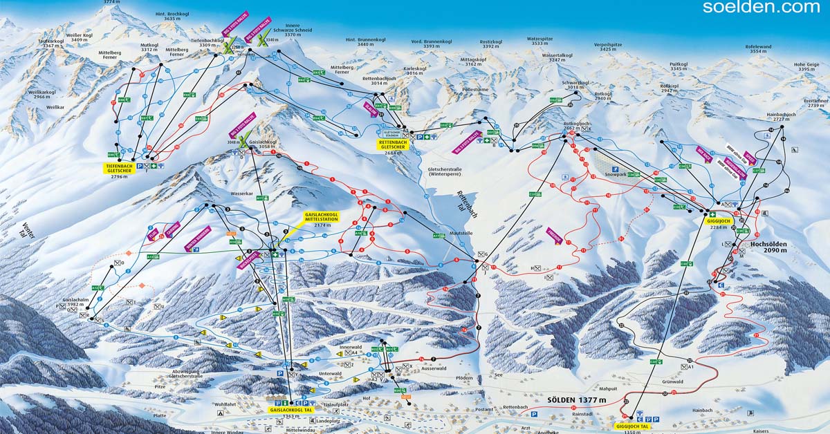 Sölden - Lyžiarske stredisko - Tirolsko - Západné Tirolsko a Ötztal ...