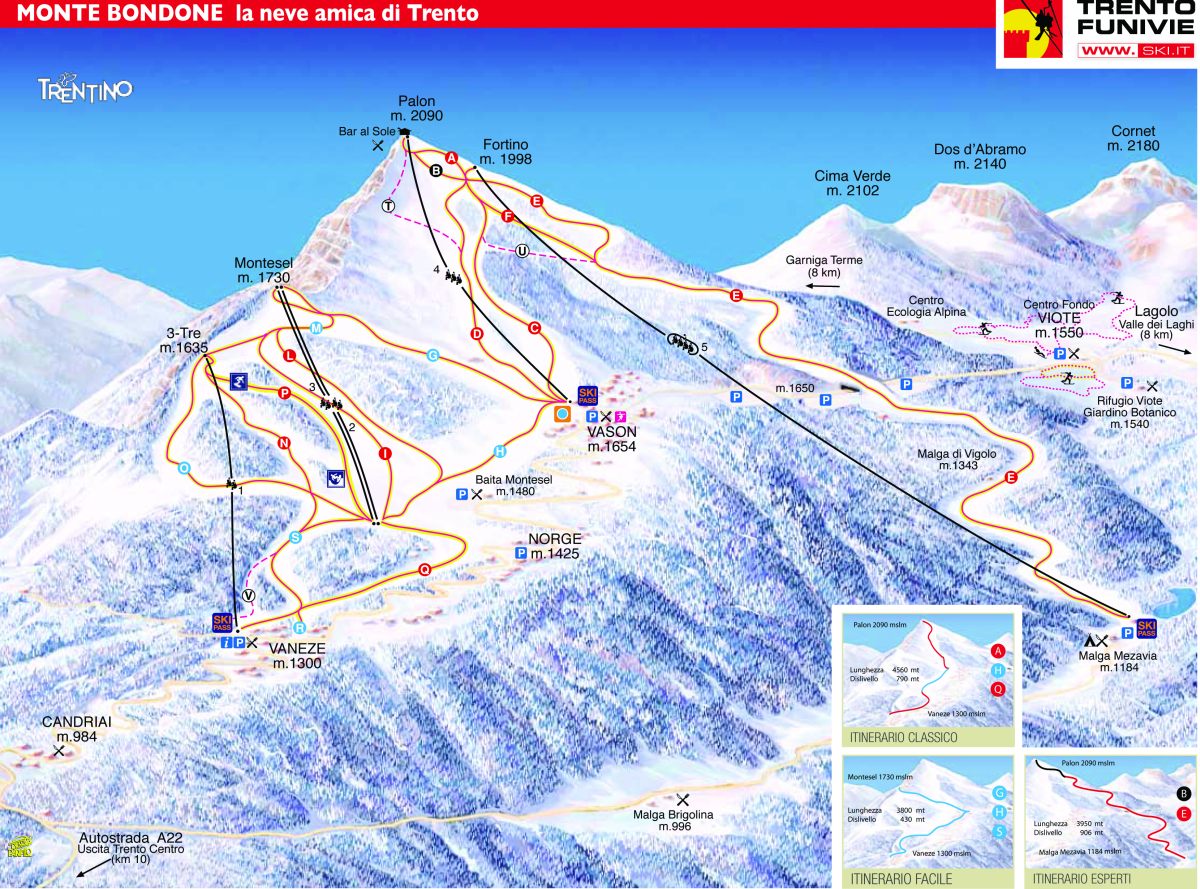 Monte Bondone - Lusia - Lyžiarske stredisko - Južné Tirolsko a Severné ...